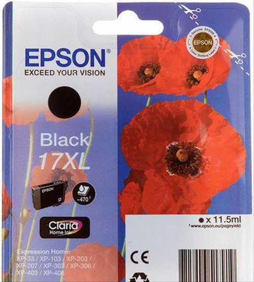 Картридж Epson №17XL T1711, Струйный, Черный