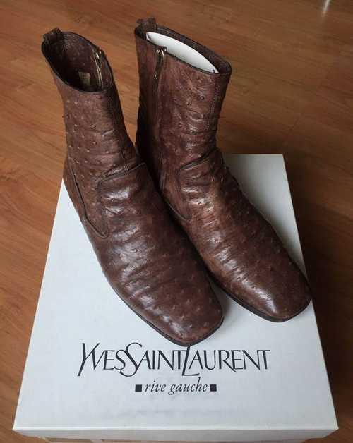 Сапоги мужские Ives Saint Laurent 41 кожа страуса