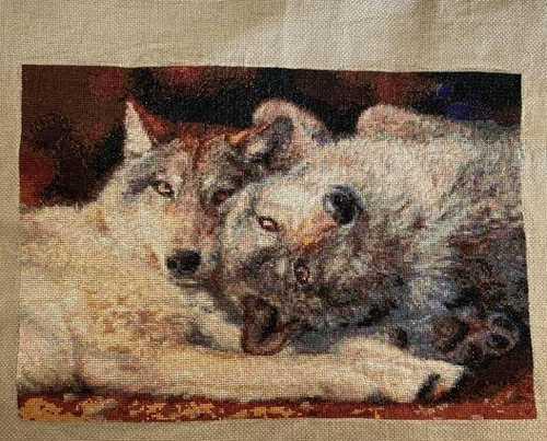 Вышивка крестом картина «пара волков»