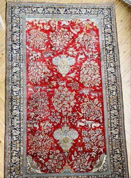 Антикварный шёлковый персидский ковёр