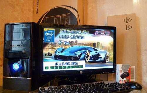 Системный блок Intel Core i7 8Gb SSD + 500Гб Нов