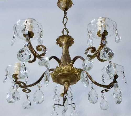 Люстра 5 ламп, бронза/хрусталь, Европа 16237