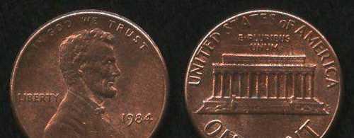 Монета 1 cent Liberty 1984