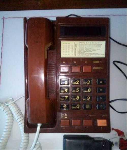 Телефон кнопочный проводной Русь с аон, ретро СССР