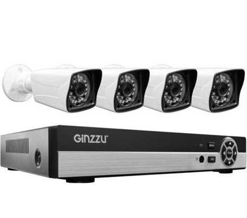 Новый комплект видеонаблюдения 4 камеры Ginzzu