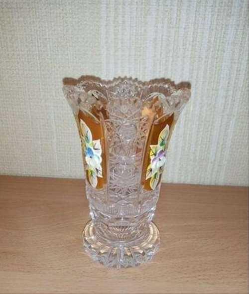Хрустальная ваза цветочница Богемия