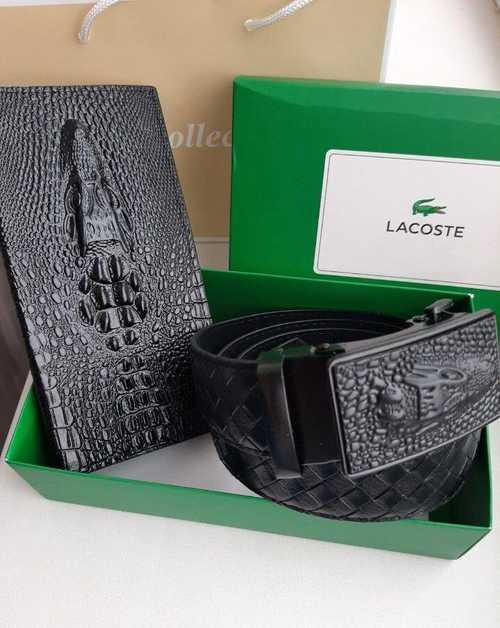 Мужской набор ремень и кошелёк Lacoste