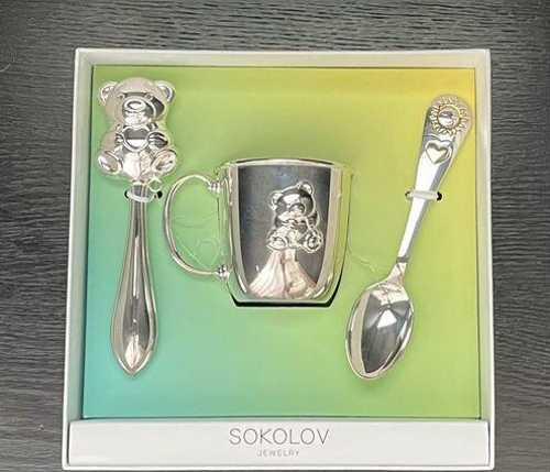 Sokolov подарочный набор детской серебряной посуды