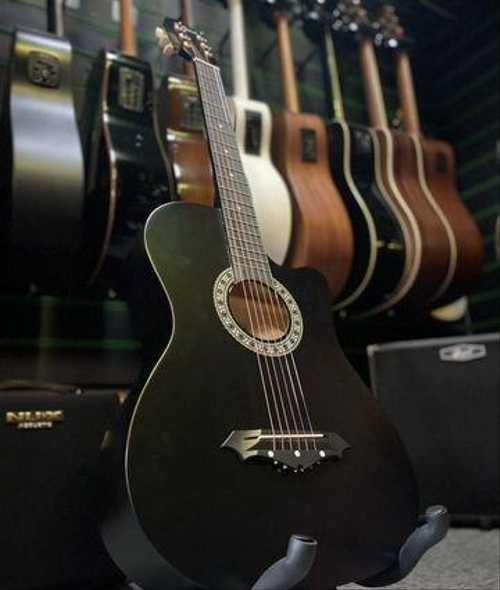 Гитара новая матовая чёрная с подарками