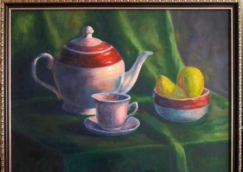 Картина маслом "Чайный натюрморт "