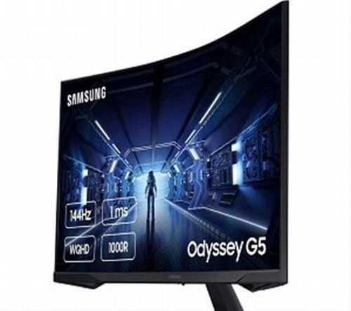 Монитор Samsung TFT 27" Odyssey G5 C27G54TQW (2560x1440, 144 Гц, VA, LED, изогнутый экран, HDR10, 250 кд/м2, 2500:1, 1 мс, 178/178, hdmi, Display Port