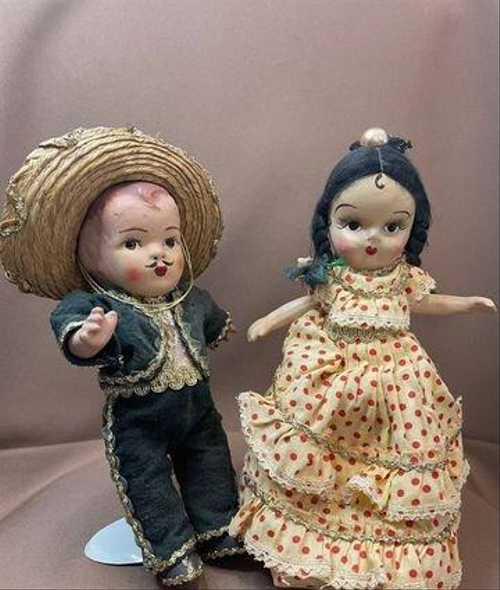 Мексиканская парочка, старинные куклы пупсы,23 см