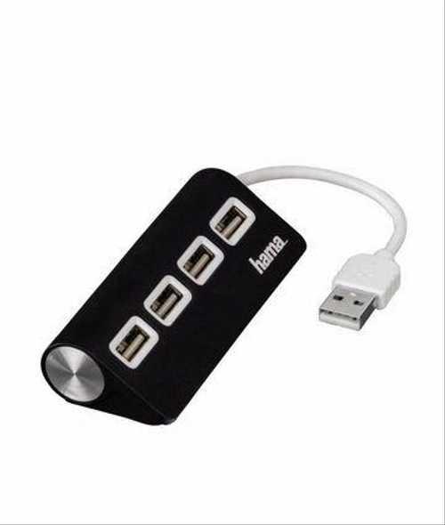 Разветвитель USB 2.0 Hama TopSide 4порт. черный
