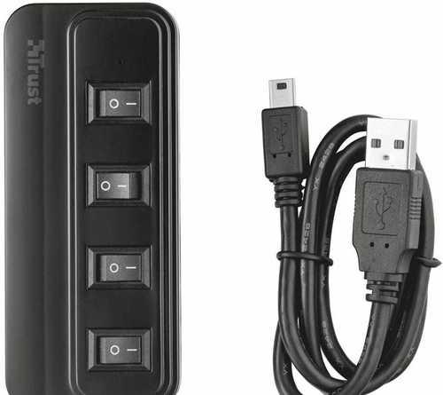 4 Port USB 2.0 Hub, Black USB-разветвитель