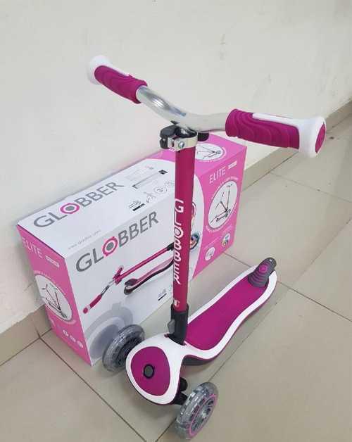 Самокат Globber Elite Prime Pink свет колеса