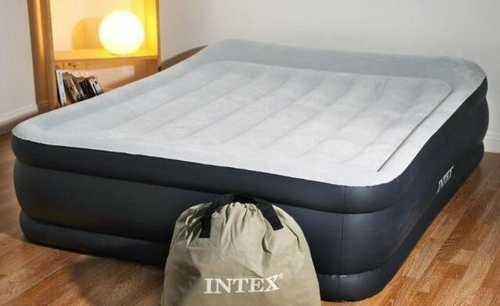 Надувная кровать матрас Intex двуспальная + насос