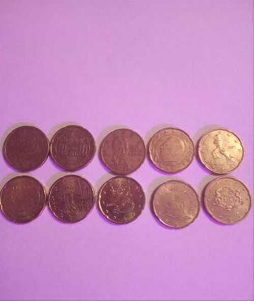 20 евро центов монеты(обмен на 2 евро)