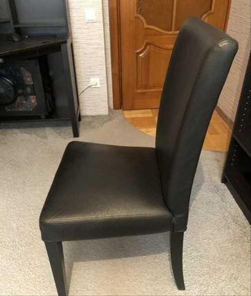 Кожаный чёрный стул IKEA Henriksdal