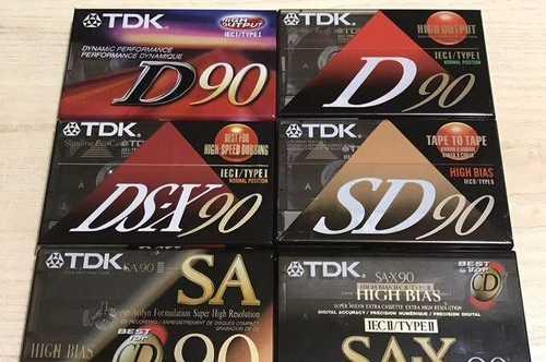 Коллекция аудиокассет TDK новых 6 штук