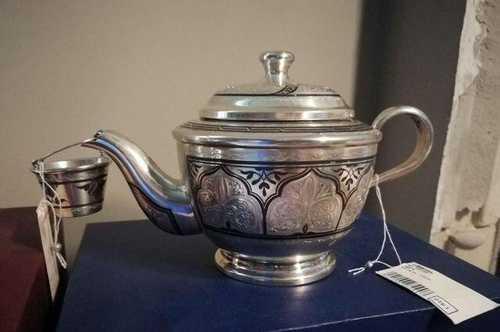 Заварочный чайник и чайная пара (серебро)