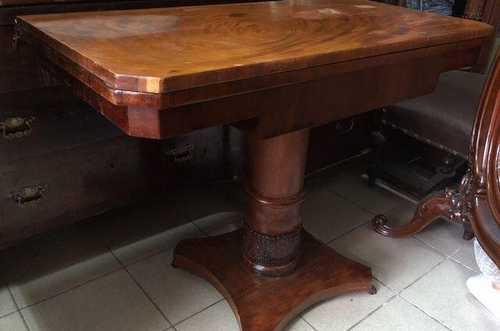 Антикварный ломберный стол, красное дерево
