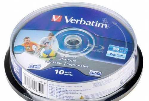 Диск Blu-Ray Verbatim 25Gb 6x Cake Box White (10шт