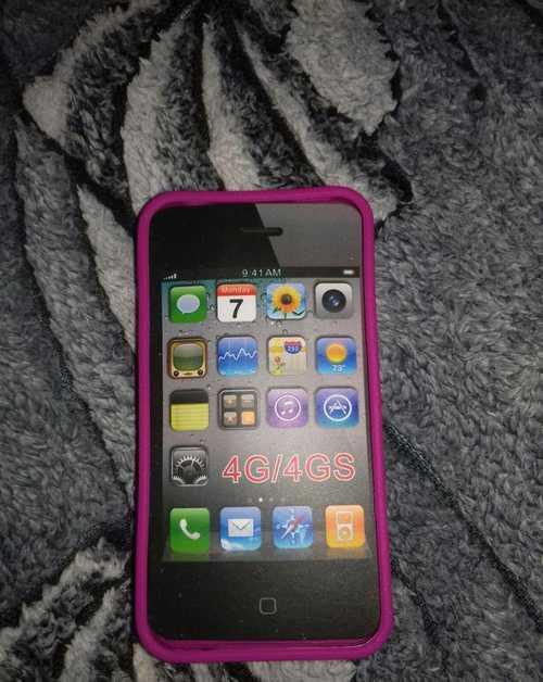 Чехол (бампер) для iPhonе 4S/4 розовый в горошек