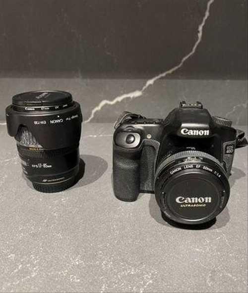 Canon 40d + объектив EFS 17-85mm + объектив EF 50m