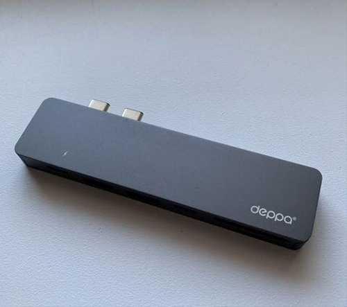 Переходник Deppa Адаптер USB-C 7-в-1 графит для Ma