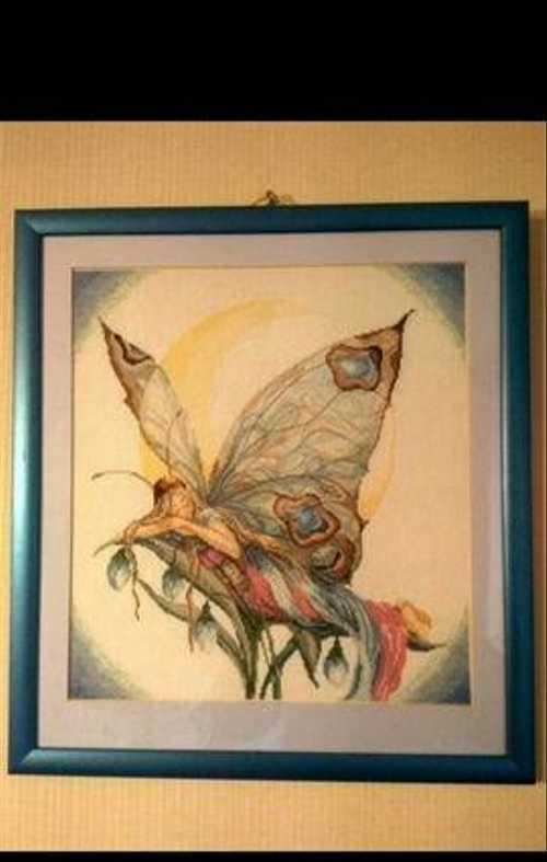 Картина Фэнтези "Фея-Бабочка"вышивка ручной работы