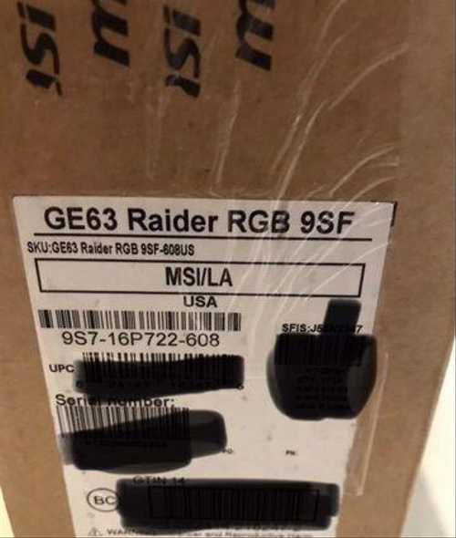 Ноутбук MSI GE63 Raider RBG 9SF