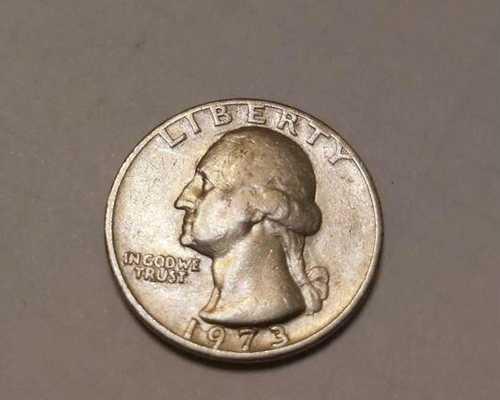 Монета quarter dollar Liberty 1973