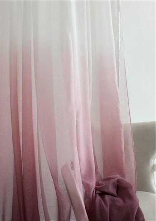 Тюль градиент розовый