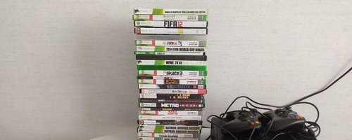 Xbox 360, два джойстика, 45 игр