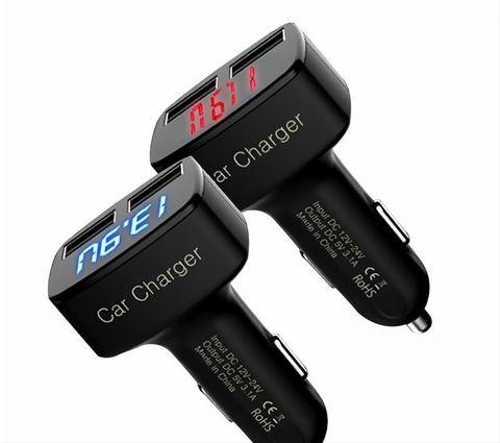 Авто зарядка USB (термометр, вольтметр, амперметр)