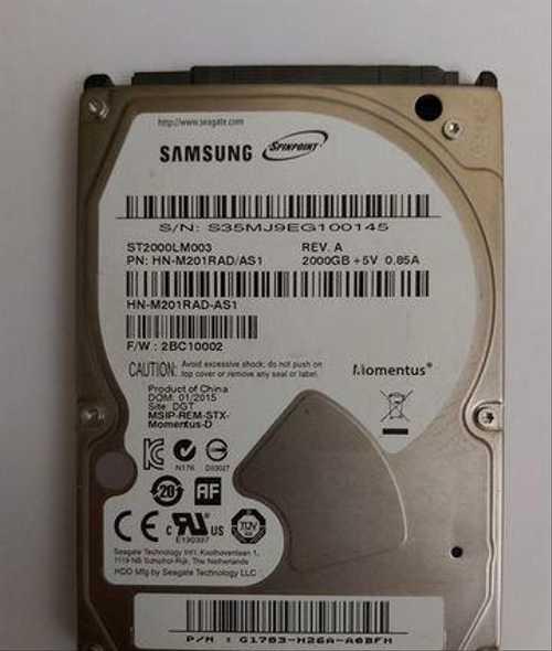 HDD 2.5" для ноутбука 2000GB (2TB) Samsung