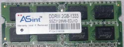 Оперативная память для ноутбука DDR3L ASint 2гб