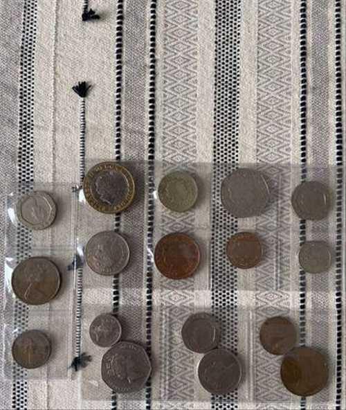 Монеты Великобритании фунты пенсы пенни Елизавета