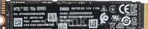 SSD накопитель M.2 2280 intel 760p Series 256гб