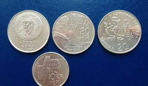 Монеты норвегии (10, 20 крон)