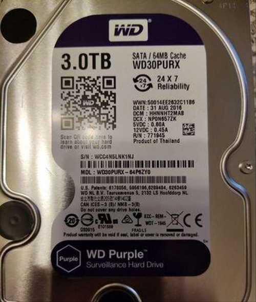Жесткий диск WD Purple 3Tb wd30purx