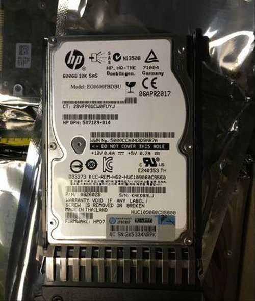 Жесткий Диск HDD HP 600Gb SAS 2,5"(EG0600fbdbu)