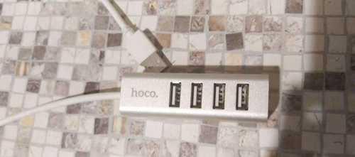 USB хаб. Hoco HB1 4USB серебро