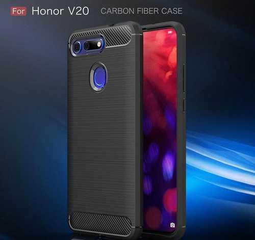 Honor V20 View20 чехол Карбон+ черный цветной