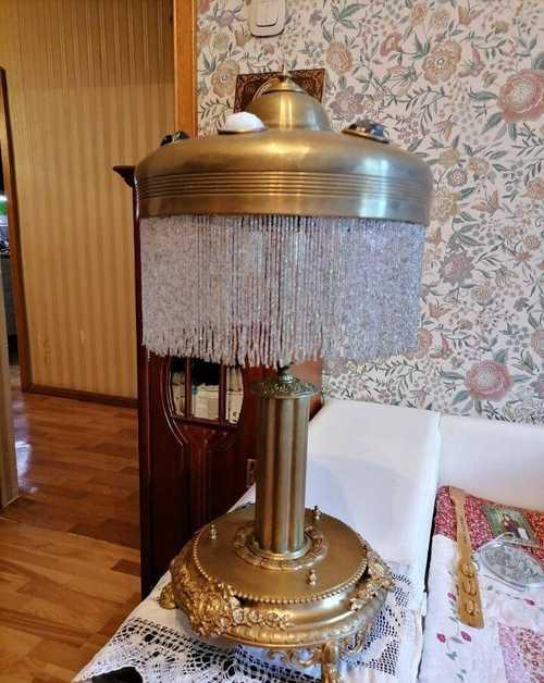 Лампа настольная старинная латунь бронза 19 век