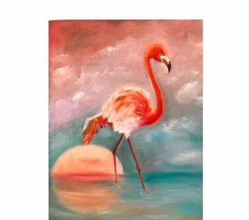 Картина маслом Розовый фламинго
