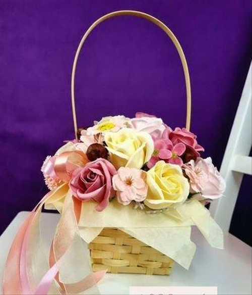 Букет цветов из мыла роз тюльпанов 8 марта