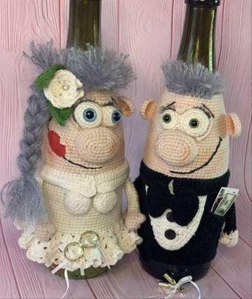 Жених и невеста, чехол на шампанское