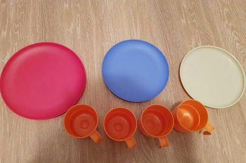 Многоразовая пластиковая посуда 7 предметов