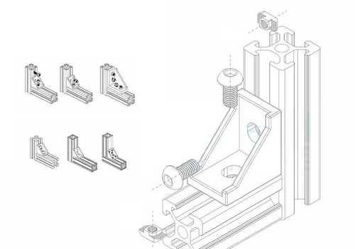 Уголки и t-гайки для профиля 2020
